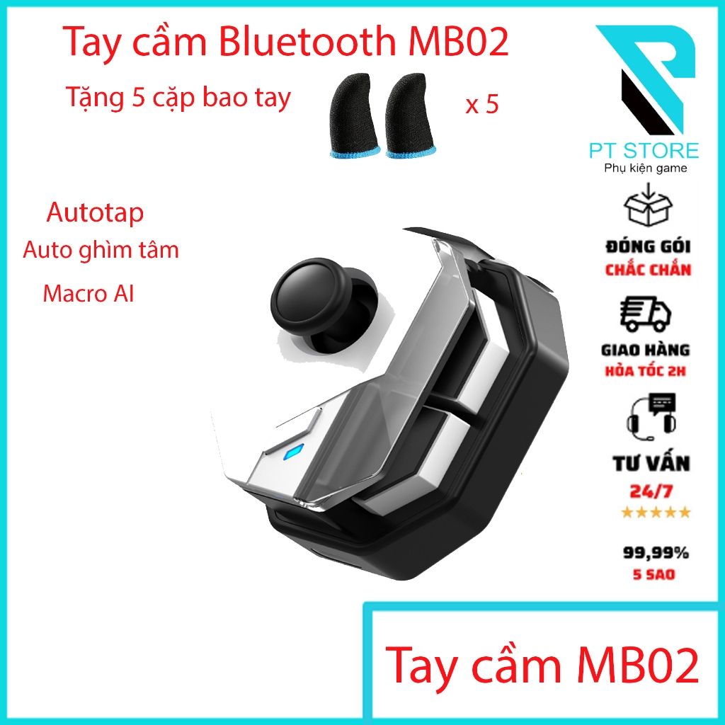 Tay cầm chơi game Bluetooth MB02 giúp ghìm tâm auto tap macro combo liên quân freefire tốc chiến ...