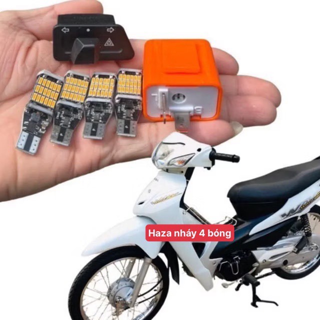 Combo Haza + 4 Bóng T15 Siêu Sáng Gắn Wave A 50/100/110, Wiiner, blade ...