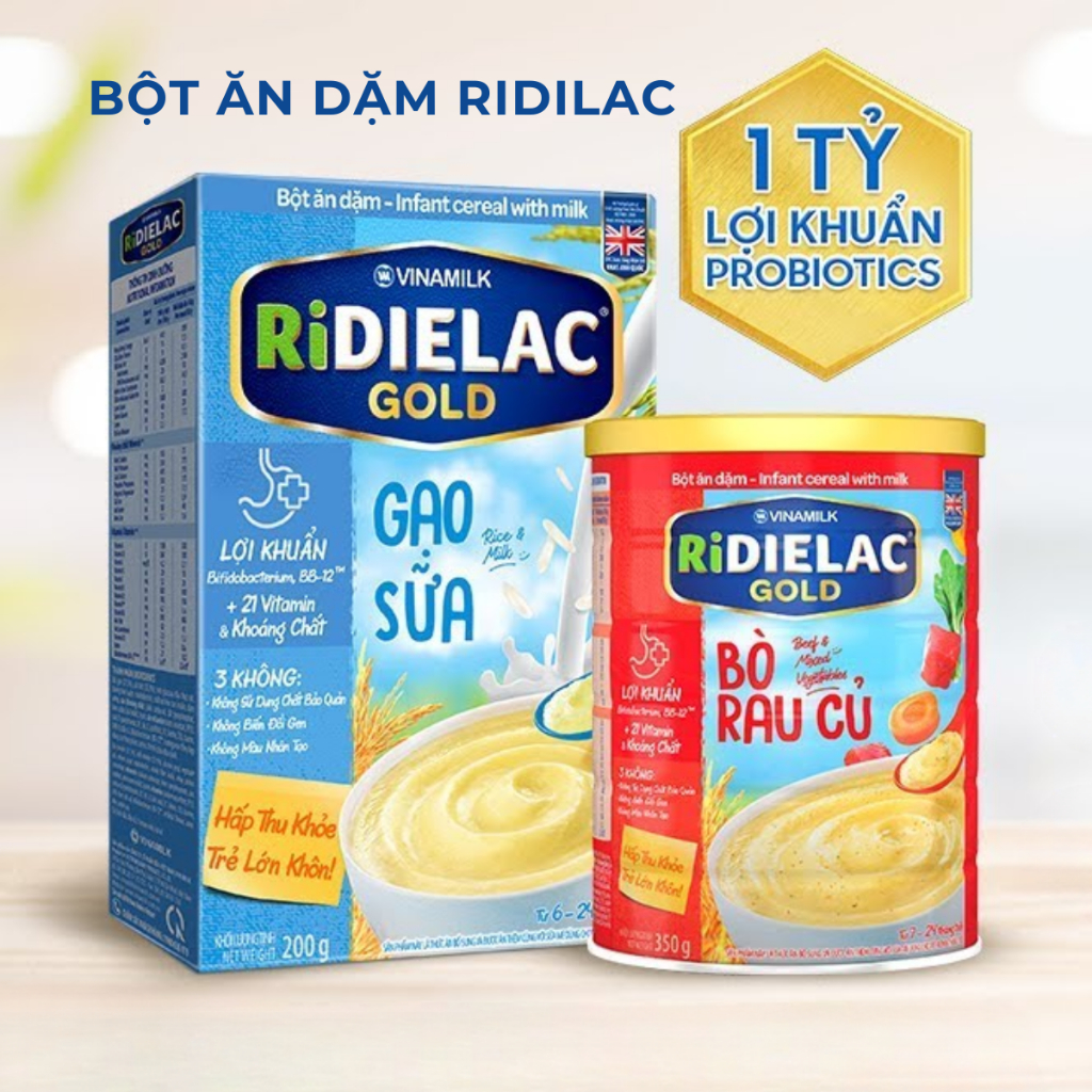Bột ăn dặm RIDIELAC Gold Vinamilk Đủ Vị hộp thiếc và hộp giấy | Shopee ...