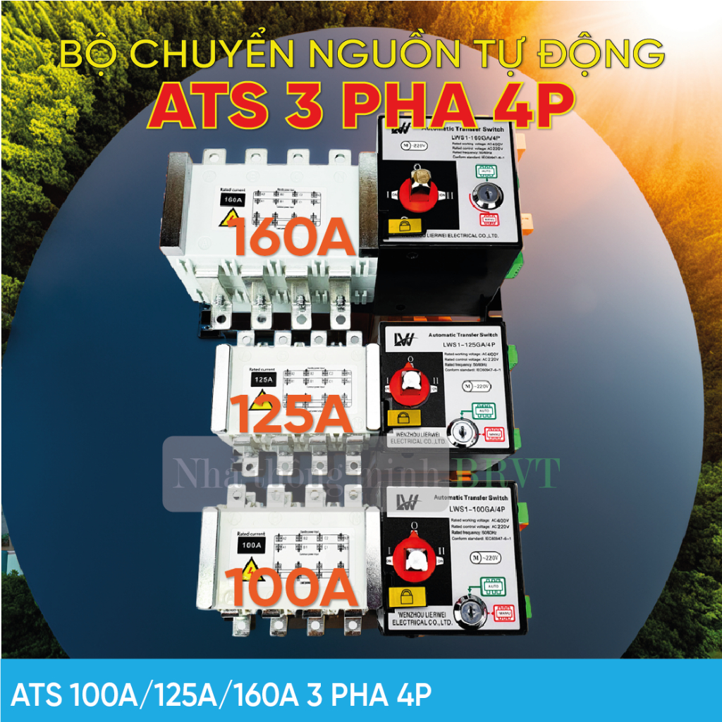 Thiết bị chuyển nguồn tự động ATS 100A/125A/160A 3 pha 4P LWS1 chuẩn công nghiệp cung cấp nguồn ...