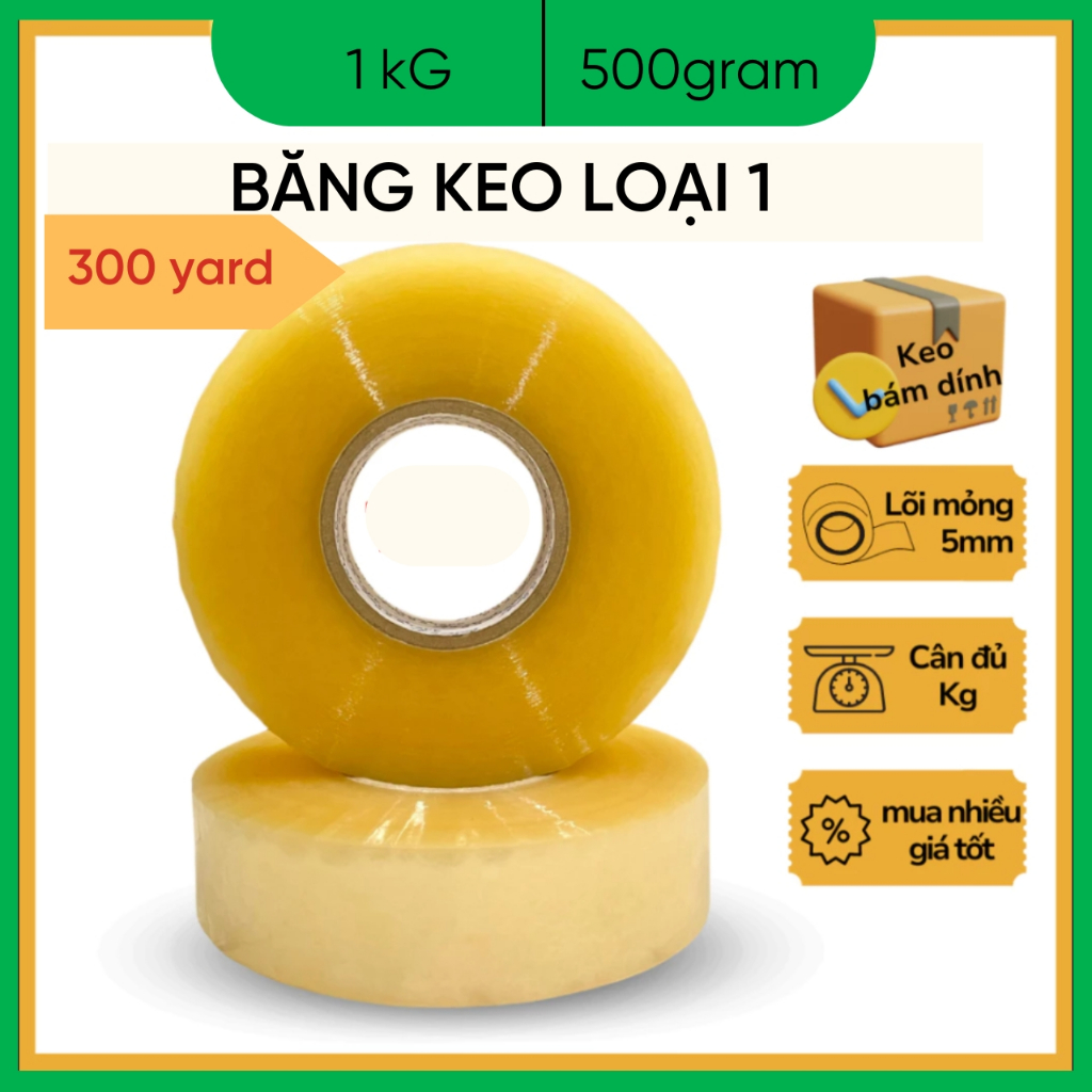 Băng keo, băng dinh 300yard dán thùng đóng gói LOẠI 1 CUỘN 500 GRAM | Shopee Việt Nam