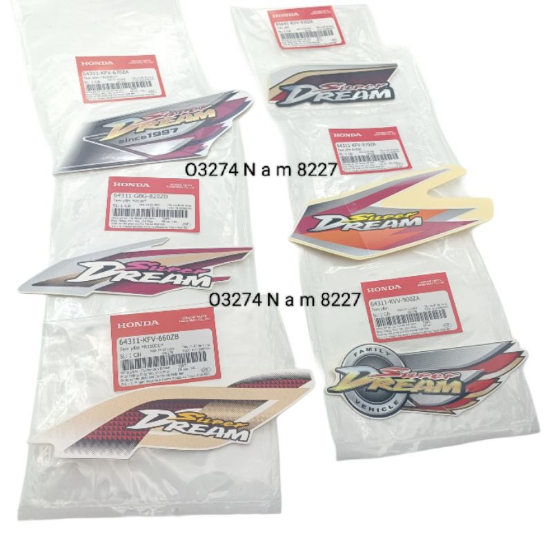 Tem dán nhựa bửng yếm xe Super DREAM đủ mẫu đời zin Honda | Shopee Việt Nam