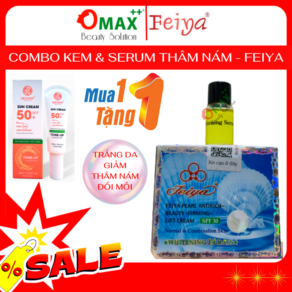 Combo Kem FEIYA Ngọc Trai 50g và SERUM Whitening Feiya 5ml - Trắng Da ...