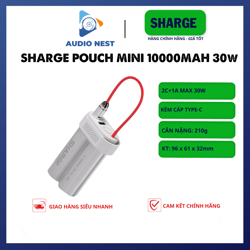 Sạc Dự Phòng Sharge Pouch Mini P2 10000mAh 30W - Bảo Hành 12 Tháng ...