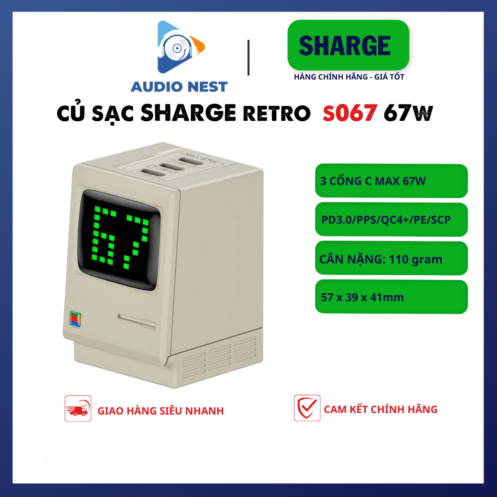 Củ Sạc Nhanh Retro 67W Sharge/Shargeek (S067) 3 Cổng PD/PPS/QC/SCP/FCP/PE - Bảo Hành 12 Tháng ...