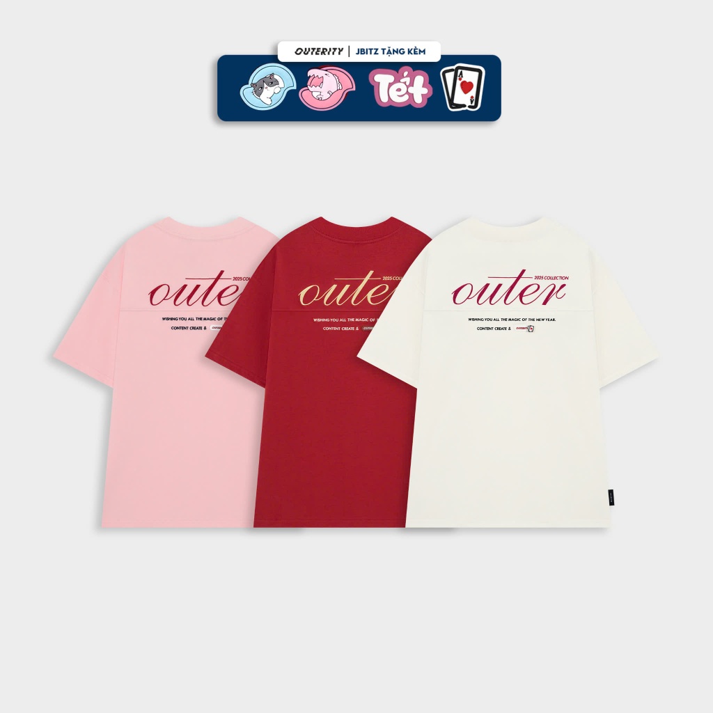 Áo Thun Thêu Outer Logo Basic Tee / Form Rộng Unisex Nam Nữ 100% Cotton | Shopee Việt Nam