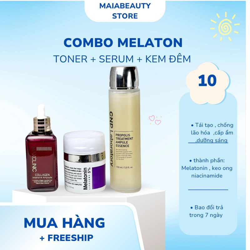Combo Kem Và Serum Maxclinic Time Return Melatonin + toner keo ong ...