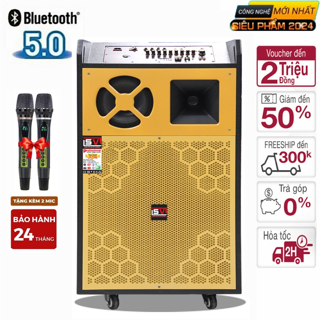 Loa Kéo Karaoke 5 Tấc [ Trả Góp 0% ] | Bass 50 SV-18X300 ( Màu Vàng ...
