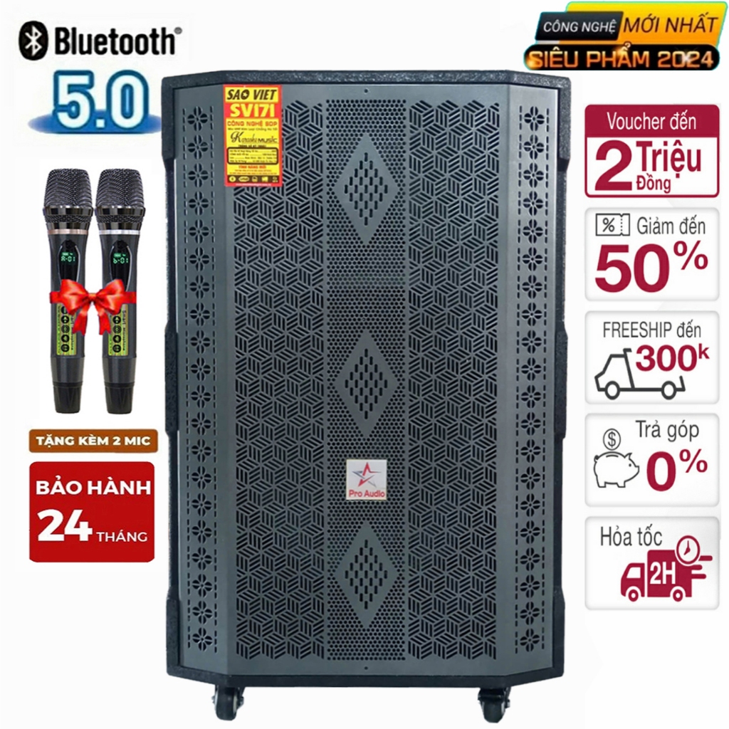 Loa Kéo Karaoke 5 Tấc [ Trả Góp 0% ] Bass 50 SV-171x ( Màu Đen ) Công ...