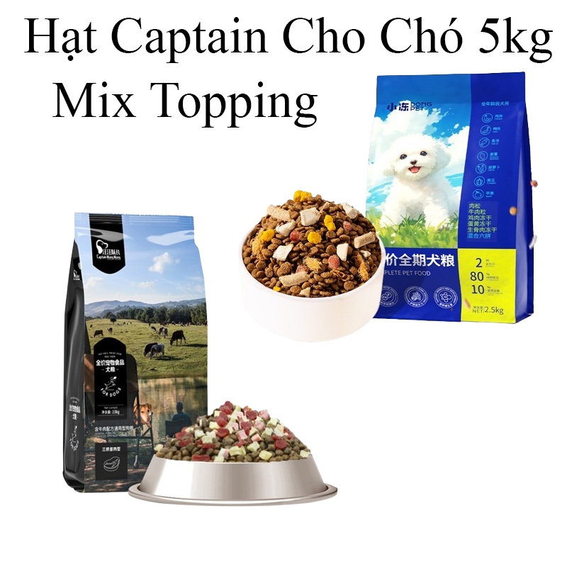 Hạt Cho Chó Captain Bao Lớn 5kg Có Mix topping Siêu Nhiều Dành Chó Kén ...