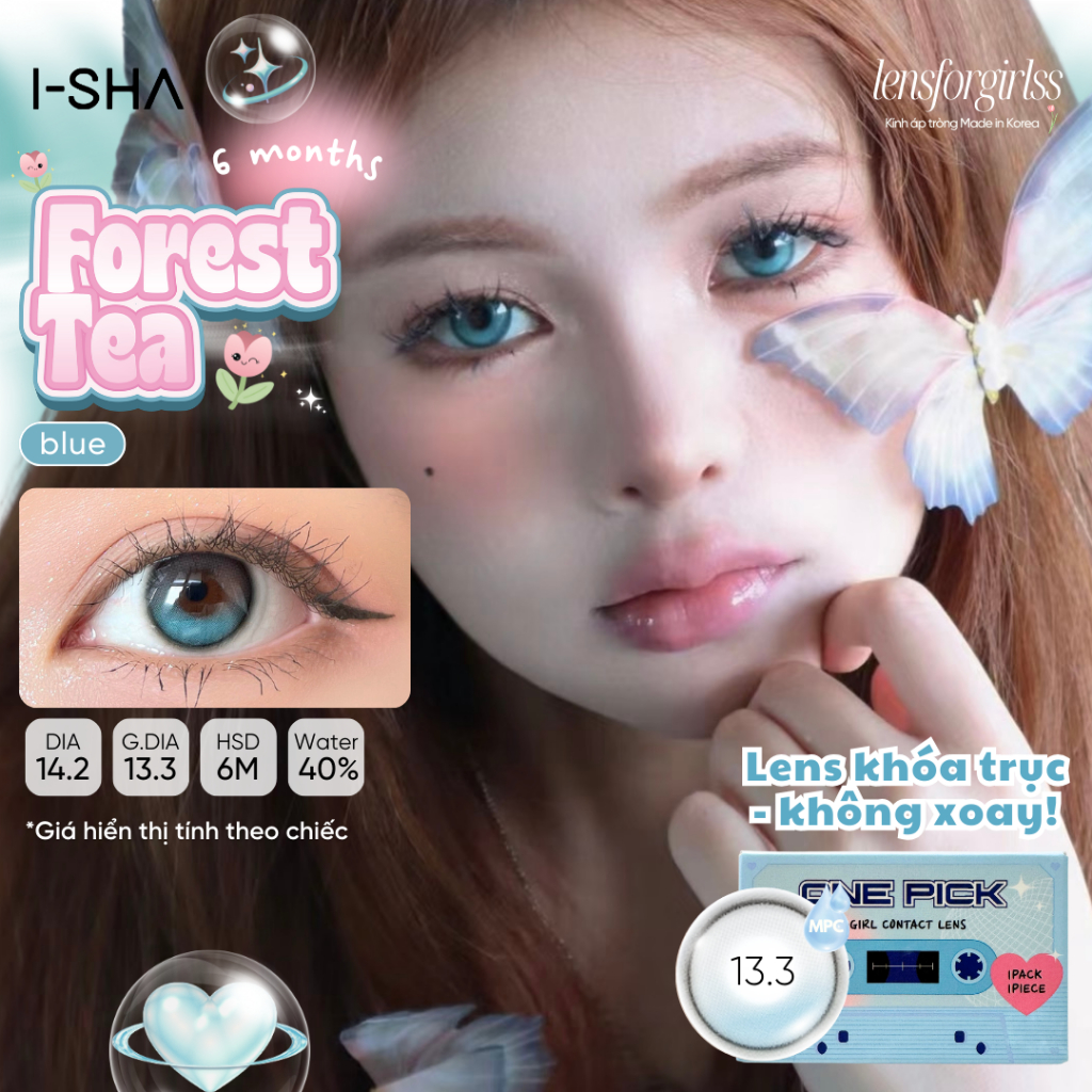 Kính áp tròng sz GIÃN TRÒNG hiệu ứng Khóa trục ko xoay ONE PICK FOREST ...