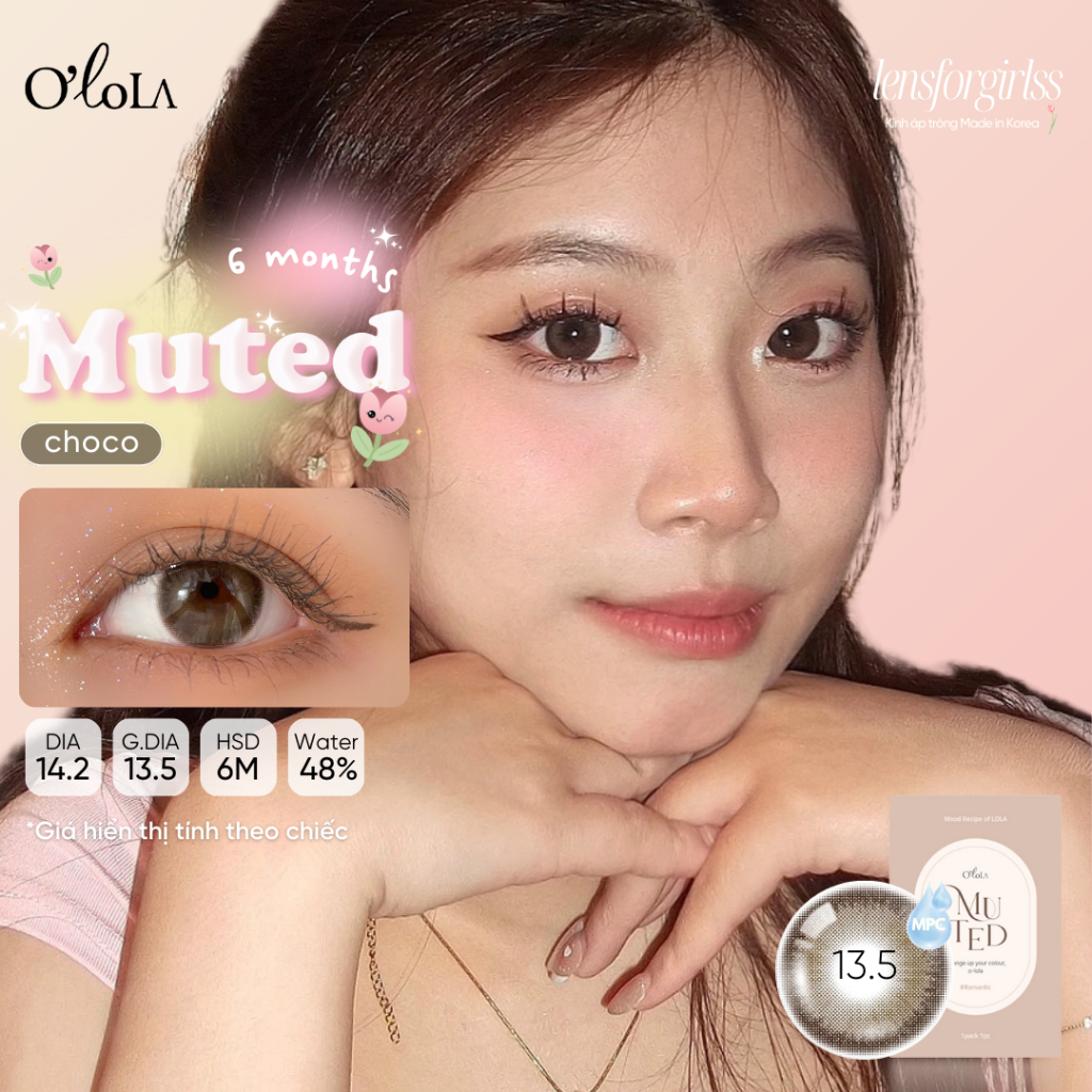 Lens cận | Kính áp tròng GIÃN TRÒNG ẨM CAO nâu choco tự nhiên MUTED CHOCO chính hãng OLOLA ...
