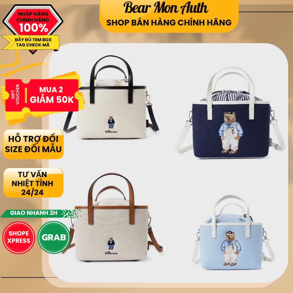 Túi Tote WHOAU Steve Canvas Tote Bag WHBGF2212A Màu Xanh / Navy / Viền ...