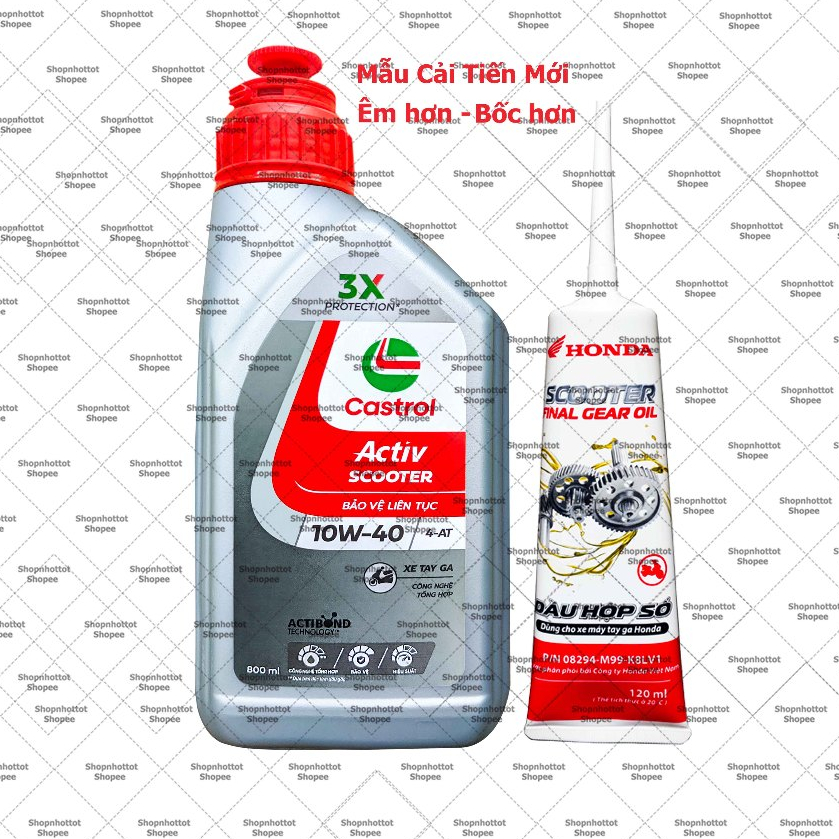 Combo Dầu nhớt xe tay ga Castrol Activ Scooter 10w40 800ml (0.8L ...