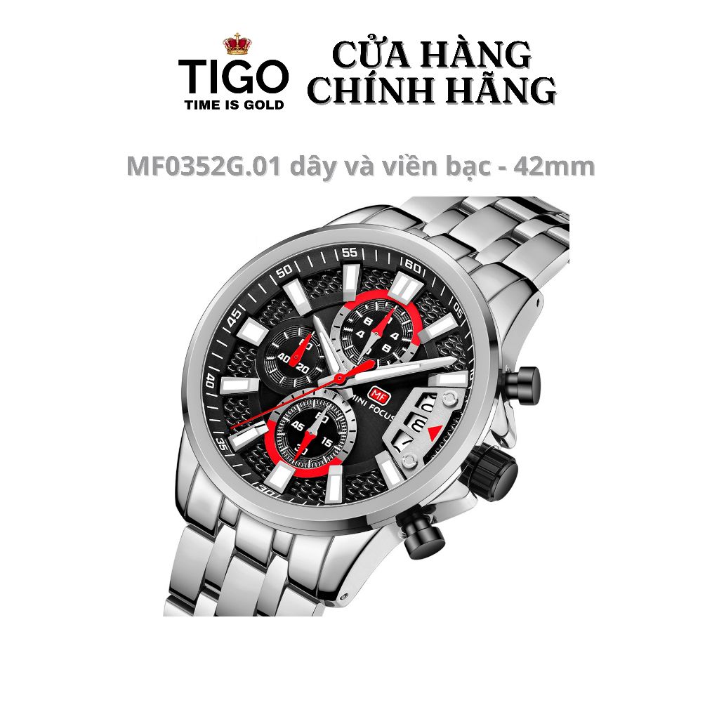 Đồng Hồ Nam MINI FOCUS MF0352G.01 Dây Thép Bạc Viền Bạc Thép Không Gỉ Mặt Tròn 42mm | Shopee ...