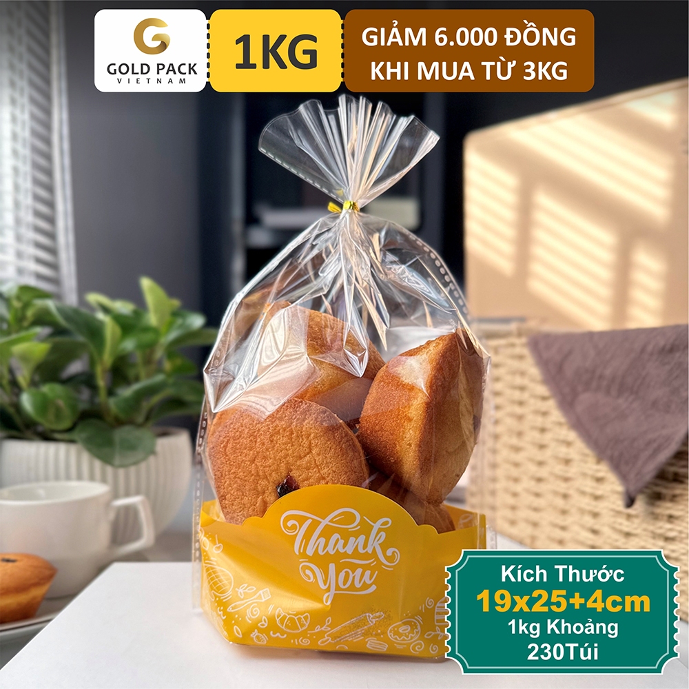 1kg Túi Bánh Mì Ngọt Xếp Đáy 19x25cm Giá Rẻ Kèm Dây Cột [Gold Pack Việt ...