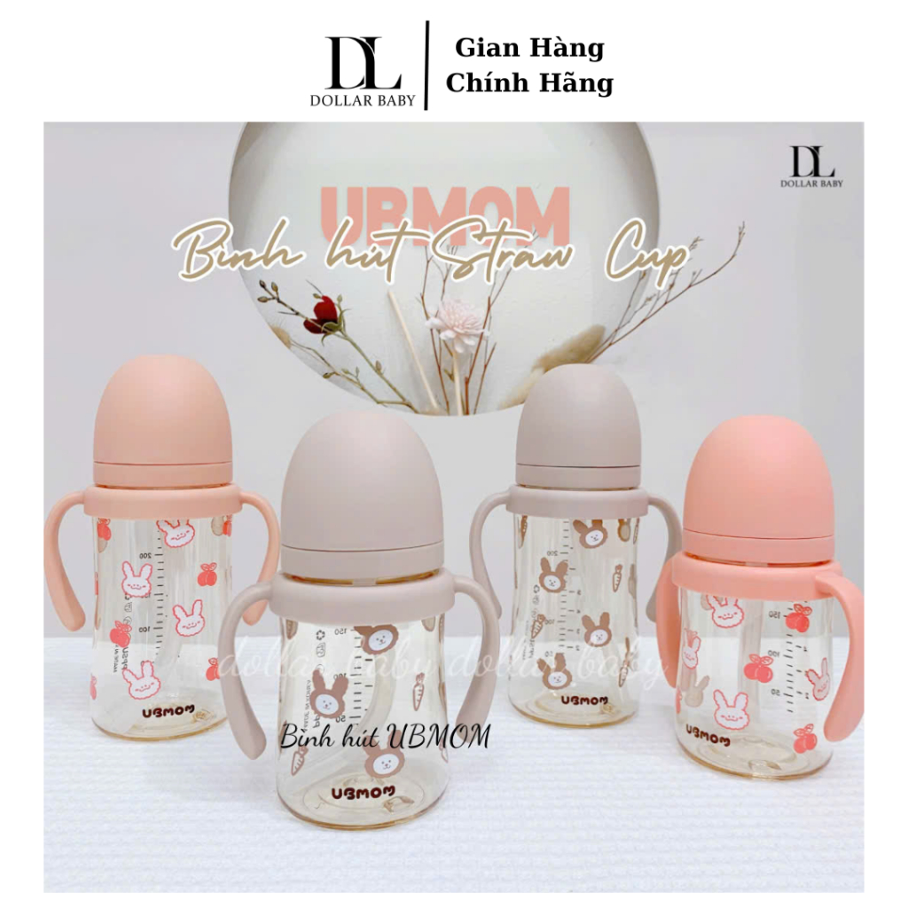 Bình hút UBMOM 200ml, 280ml họa tiết thỏ cà rốt và thỏ cherry xinh xắn Hàn quốc | Shopee Việt Nam
