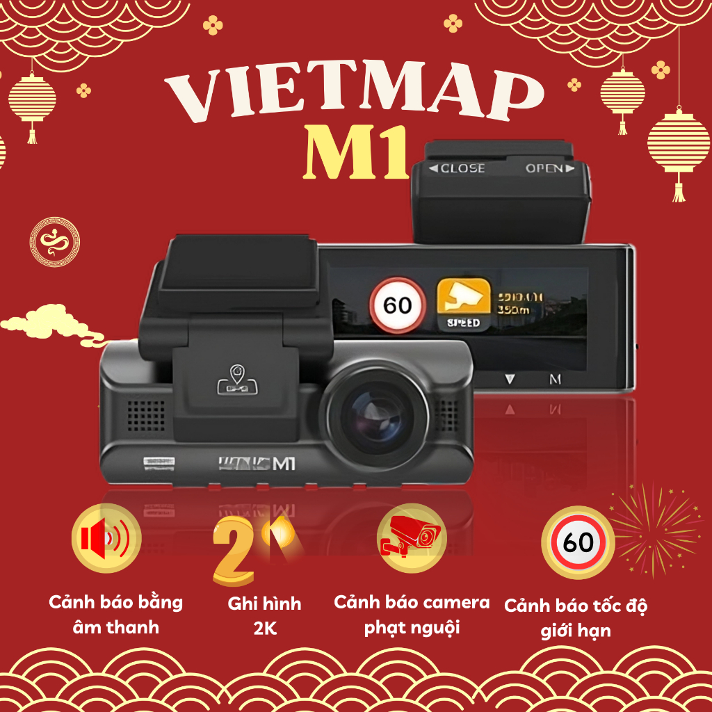 CAMERA HÀNH TRÌNH VIETMAP SPEED MAP M1, TRƯỚC SAU 2K, CẢNH BÁO GIAO THÔNG, CAM PHẠT NGUỘI ...