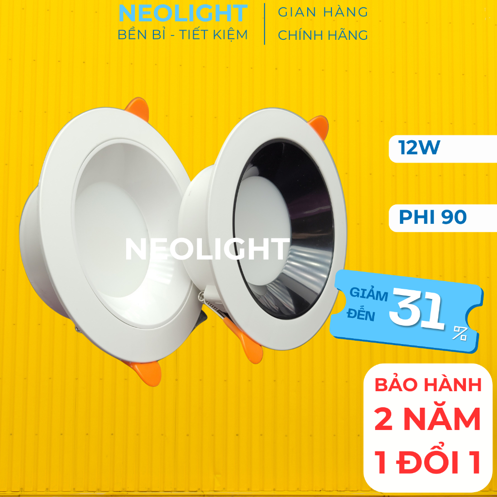 Đèn âm trần 12w phi 90 chống chói ánh sáng trắng, trung tính, công nghệ ...