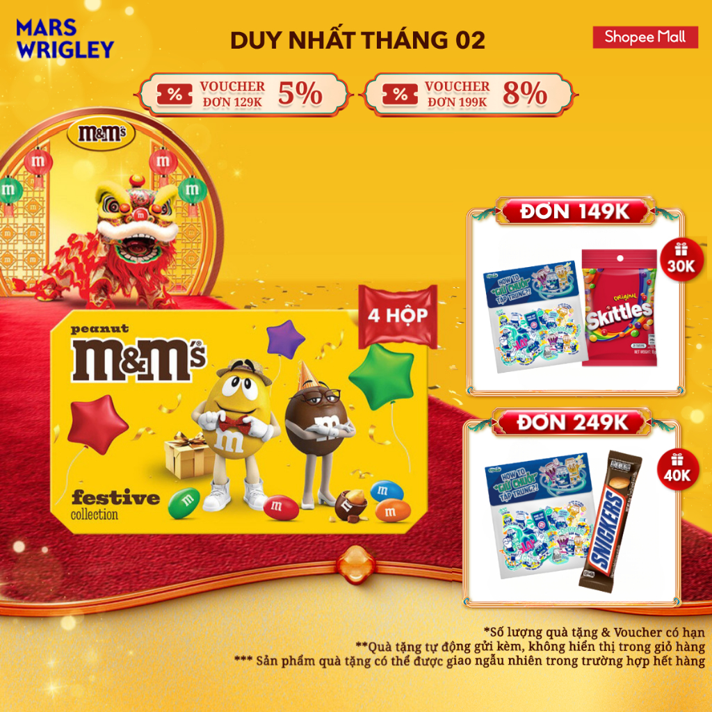 Combo 4 Hộp M&M's 111g màu vàng (3 gói x 37g) | Shopee Việt Nam