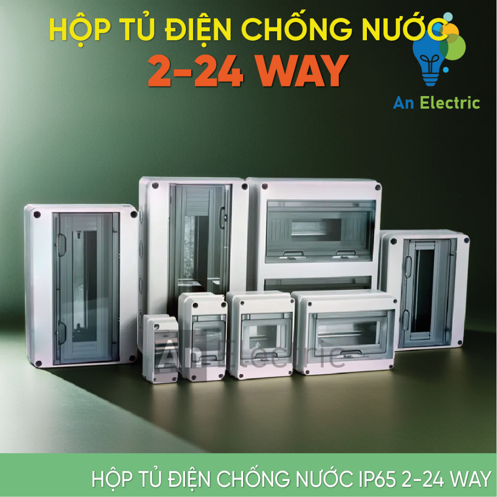 Hộp tủ điện chống nước IP65 2 WAY, 3 WAY, 5 WAY, 8 WAY, 12 WAY nhựa cao cấp ABS chống chịu va ...