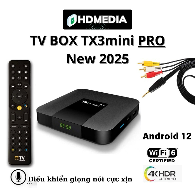 ĐẦU TV Box HDMEDIA TX3 PRO 2024 Android TV 12 Điều Khiển Giọng Nói Biến ...