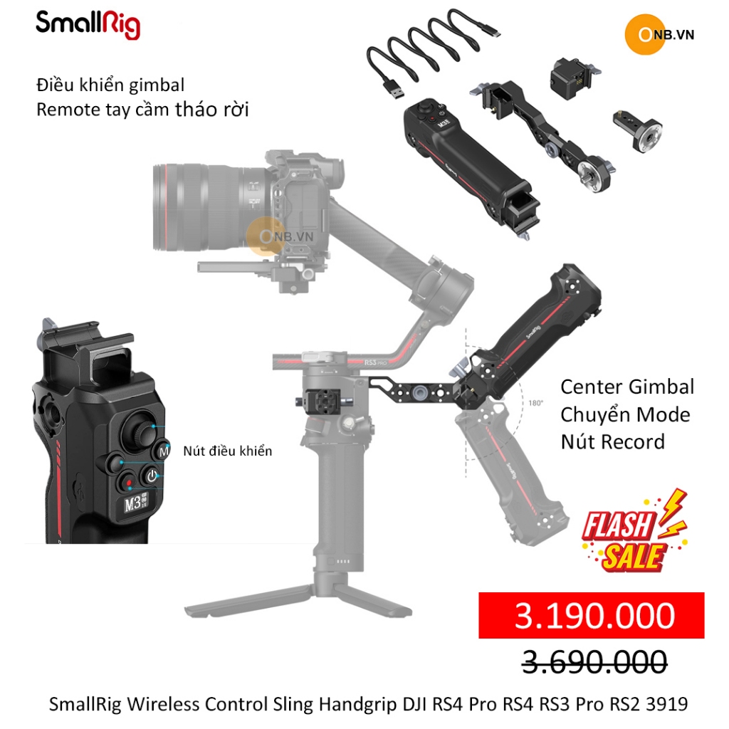 Small-Rig Wireless Control Sling Handgrip DJI RS4 Pro RS4 RS3 Pro RS2 ...