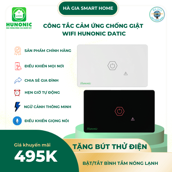 Công Tắc Chống Giật Wifi Thông Minh Cho Bình Nóng Lạnh Hunonic Datic ...