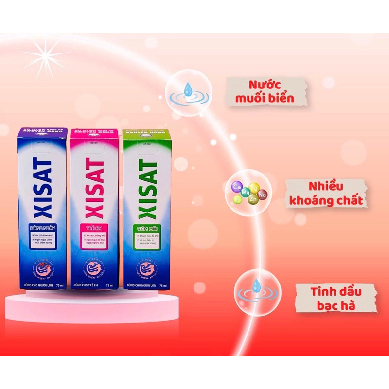 XISAT XỊT MŨI NƯỚC MUỐI BIỂN lọ mầu xanh cho trẻ em 6 tuổi trở lên và ...
