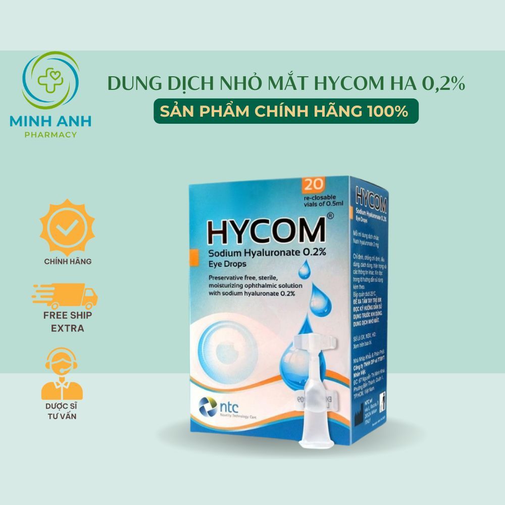 Nước mắt nhân tạo Hycom HA 0,2 dưỡng ẩm, giảm khô rát, bảo vệ mắt số 1 ...