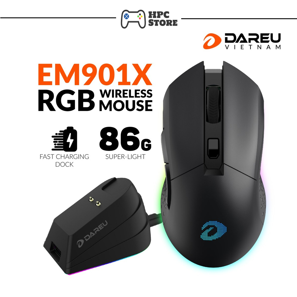 Chuột không dây Gaming DAREU EM901X RGB – SUPERLIGHT, FAST CHARING DOCK ...