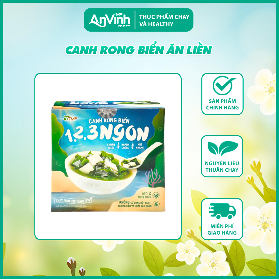 Canh rong biển ăn liền hộp 4 gói x 5.5g 123 NGON nấu canh không bột ...