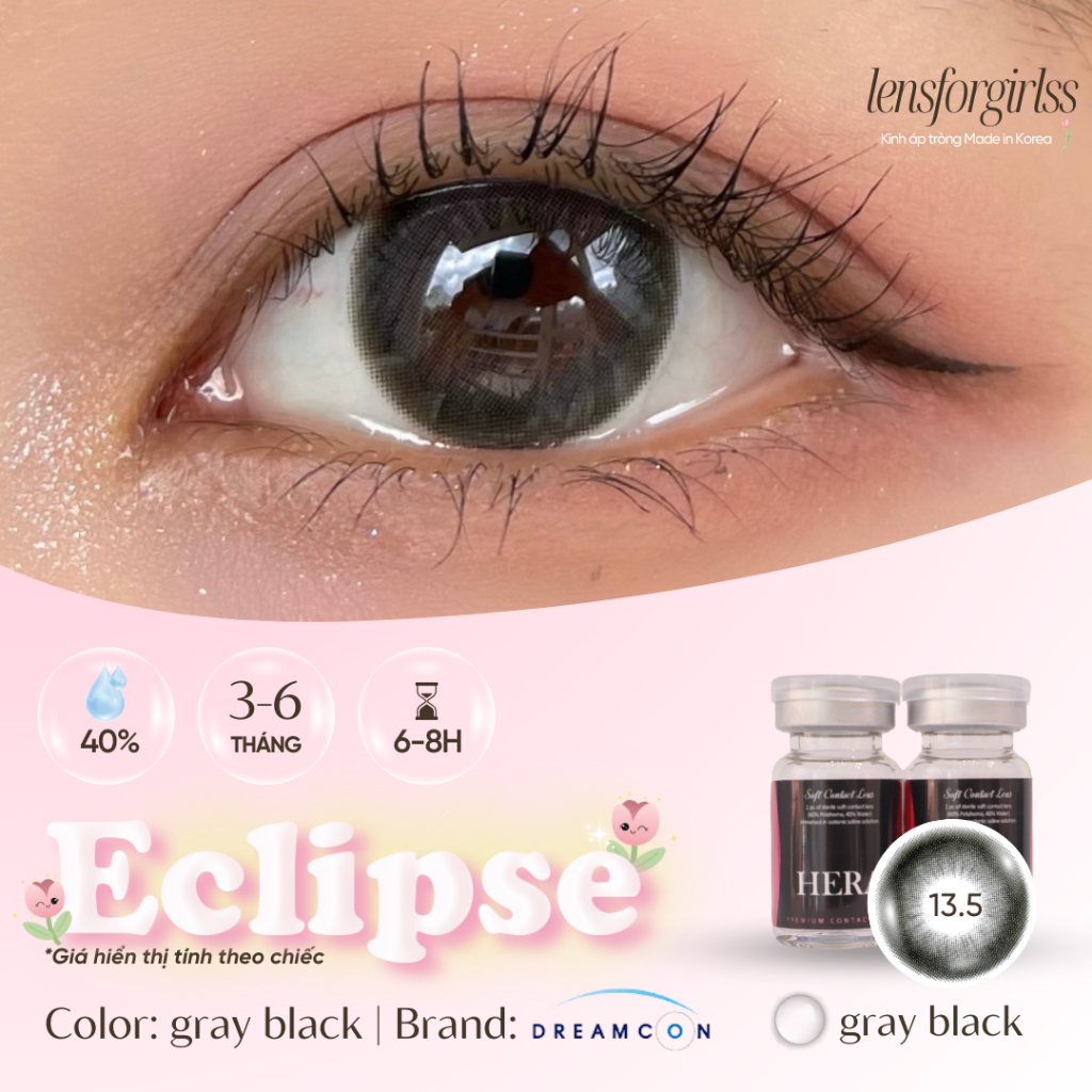 Kính áp tròng sz GIÃN TRÒNG hack mắt to tròn ECLIPSE GRAY BLACK chính hãng HERA | Lens cận ...