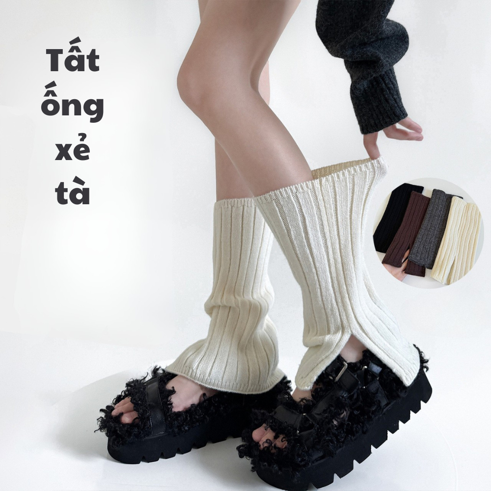 Tất ống xẻ tà dệt kim dải rộng màu trơn phong cách JK Lolita dành cho nữ XT97 | Shopee Việt Nam