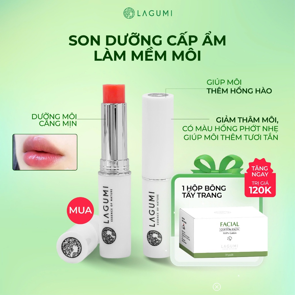 Son Dưỡng Có Màu Lagumi Shea Butter Cấp Ẩm, Làm Mềm, Giảm Thâm Môi An ...