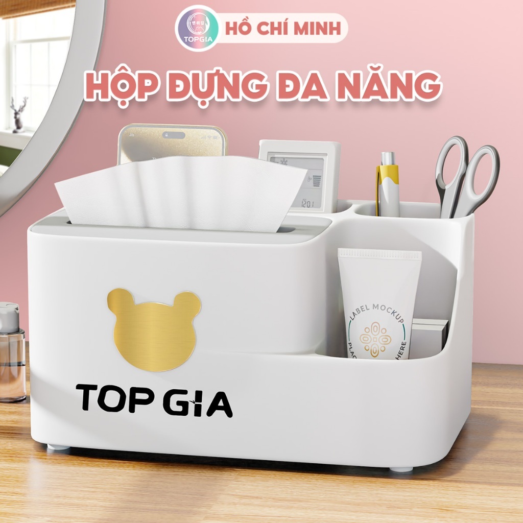 Hộp đựng giấy ăn TopGia cao cấp để bàn có ngăn đa năng tiện lợi ...