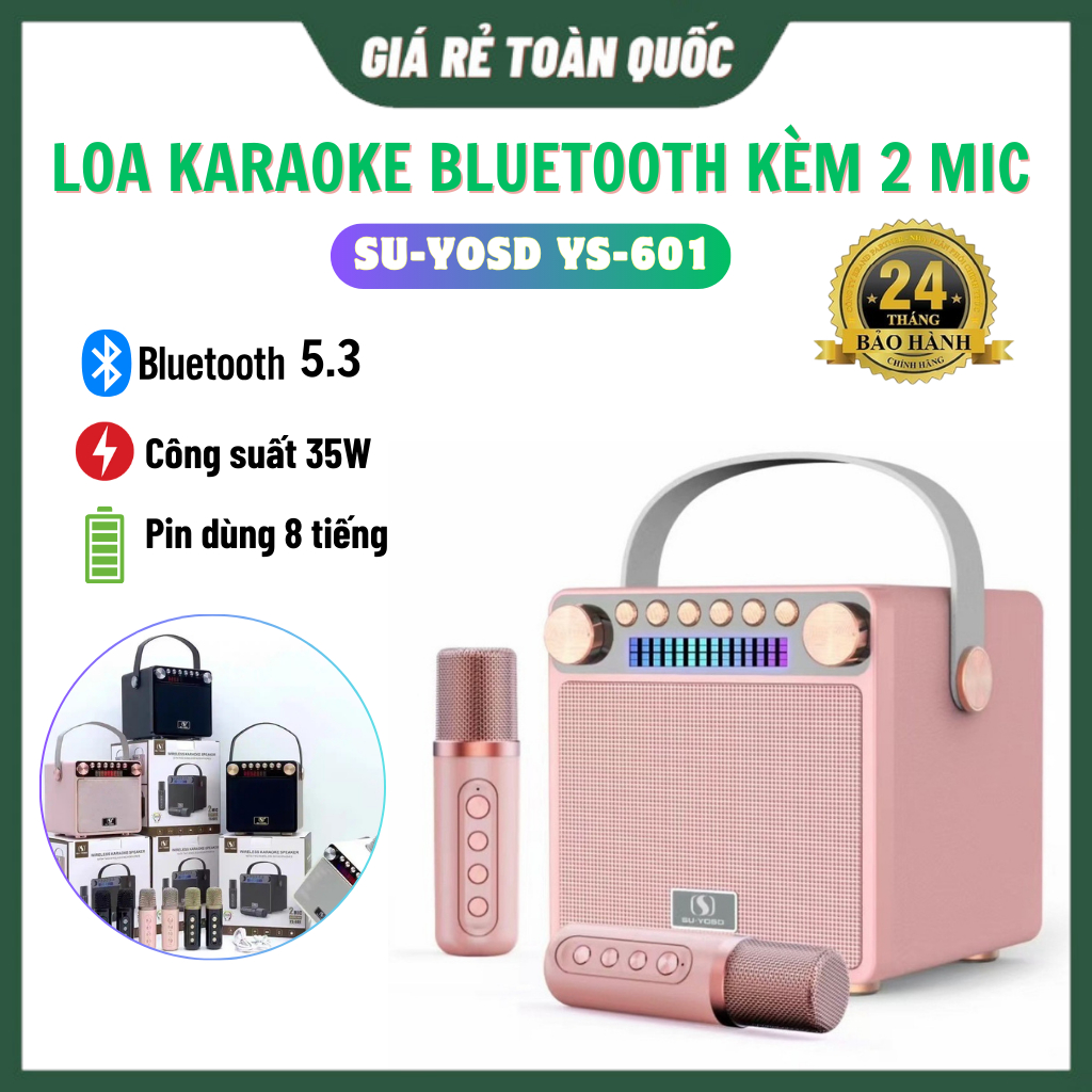 Loa Bluetooth - Loa Karaoke SU-YOSD YS-601 kèm 2 Micro, bass siêu khỏe ...