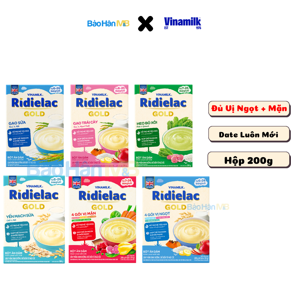 Bột Ăn Dặm Ridielac Vinamilk Hộp 200g Đủ vị - Tiêu hóa khỏe trẻ ăn ngon ...