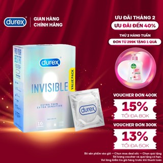 Bao Cao Su Durex Invisible Siêu Mỏng, Size 52 mm, Hộp 16 Bao Mới Ra Mắt - Hộp Lớn Siêu Tiết Kiệm ...