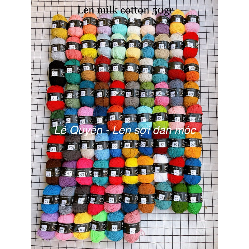 Len milk cotton 50g, sét 10c len được chọn màu | Shopee Việt Nam