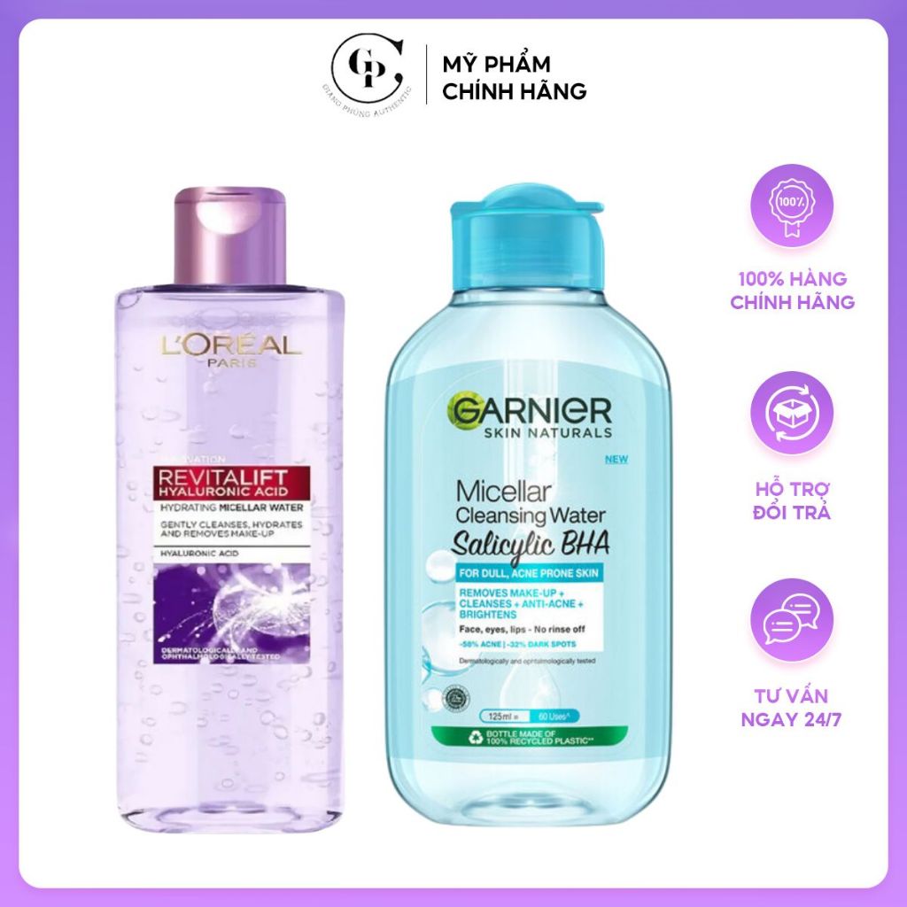 [HÀNG CÔNG TY] Nước Tẩy Trang Lóreal tím, Garnier Xanh, Hồng Cho Cho ...