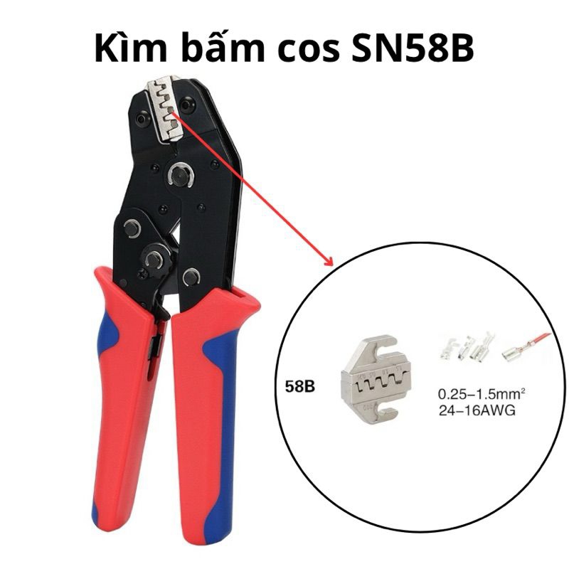 Kìm bấm đầu cos SN_58B- Bấm cos 2.8, 4.8, 63 Dùng cho dây từ 1.5mm2 trở xuống | Shopee Việt Nam