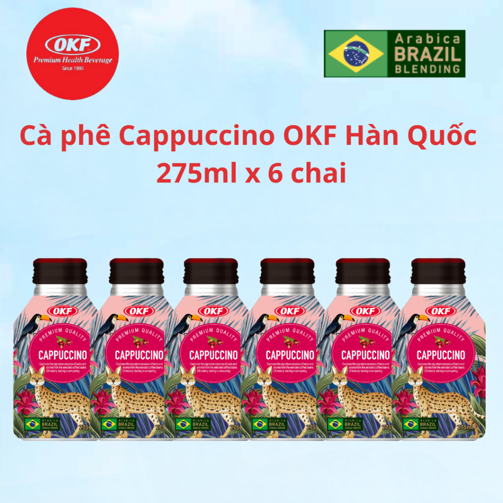 Cà phê Cappuccino OKF Hàn Quốc 275ML x 6 chai Brazil Arabica Beans | Shopee Việt Nam