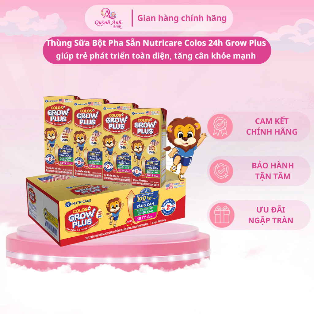 Thùng 48 Hộp Sữa Bột Pha Sẵn GROW PLUS Colos 24h Nutricare Bé Tăng Cân Tăng Cường Đề Kháng Tiêu ...