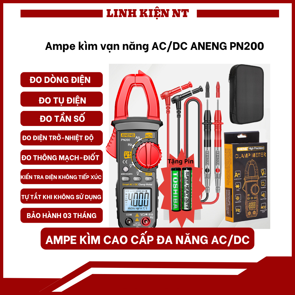 Ampe Kìm Đồng Hồ Kẹp Dòng Vạn Năng Cao Cấp ANENG PN200, ACA / DCA | Shopee Việt Nam