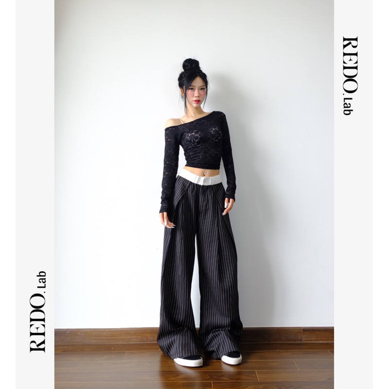 REDO.Lab - QUẦN KẺ SỌC LY CHÉO ĐIỂM NHẤN HAI CẠP | Shopee Việt Nam