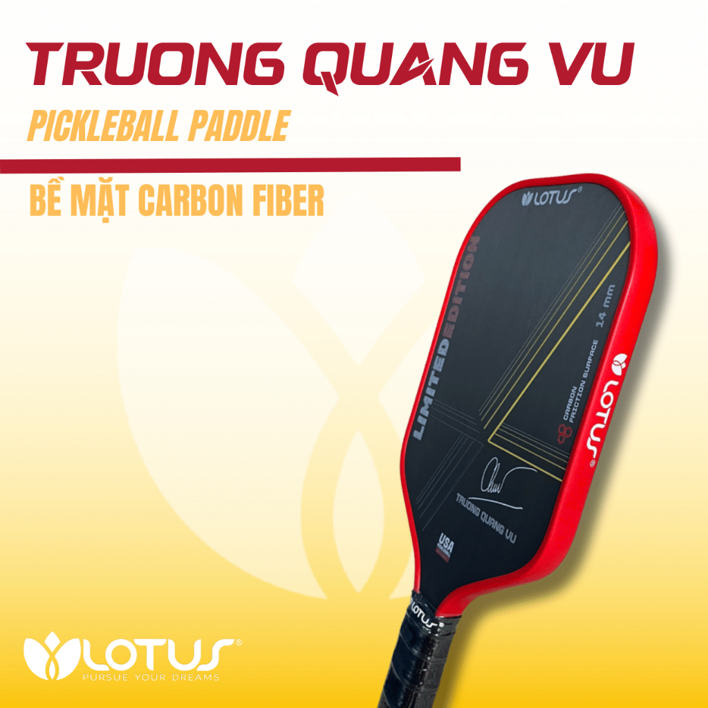 Vợt Pickleball LOTUS Carbon Cao Cấp Siêu Nhẹ, Hiệu Suất Cao, Độ Xoáy ...