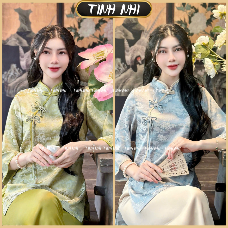 Đồ lam phối nơ cho nữ TINH NHI sang trọng và thanh lịch PP268 | Shopee ...