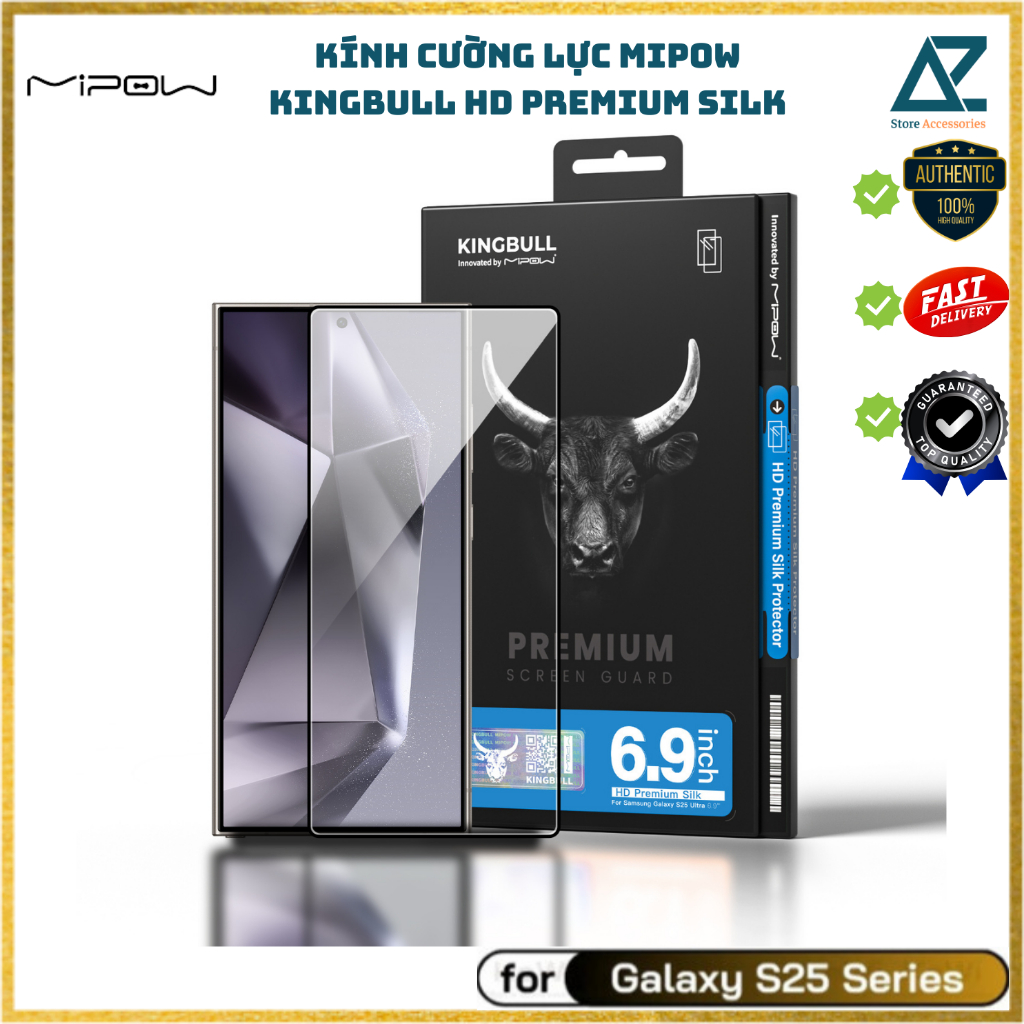 Kính Cường Lực Mipow Kingbull HD Premium Silk Samsung Galaxy S25 Ultra ...