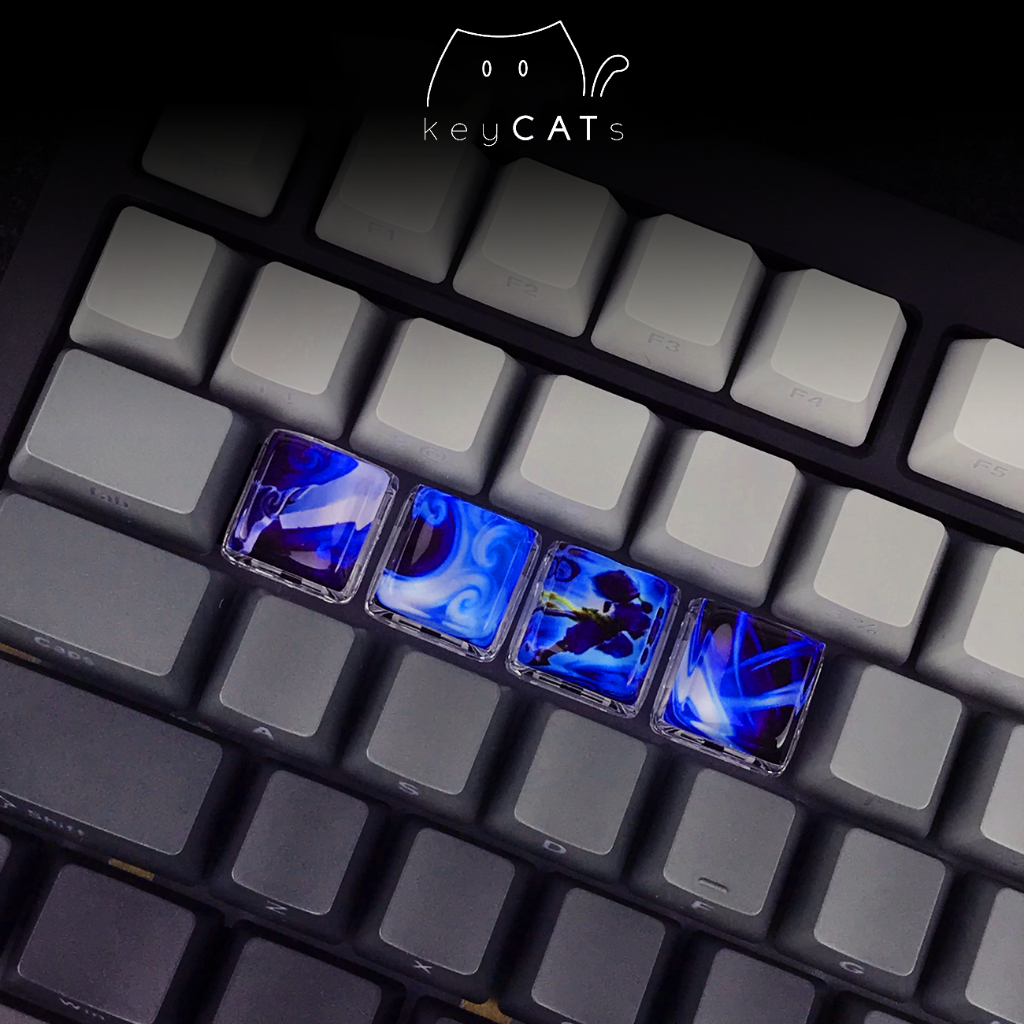 Keycaps bộ 4 kĩ năng LMHT Nhóm A KeyCATs- Epoxy Resin cho bàn phím cơ ...
